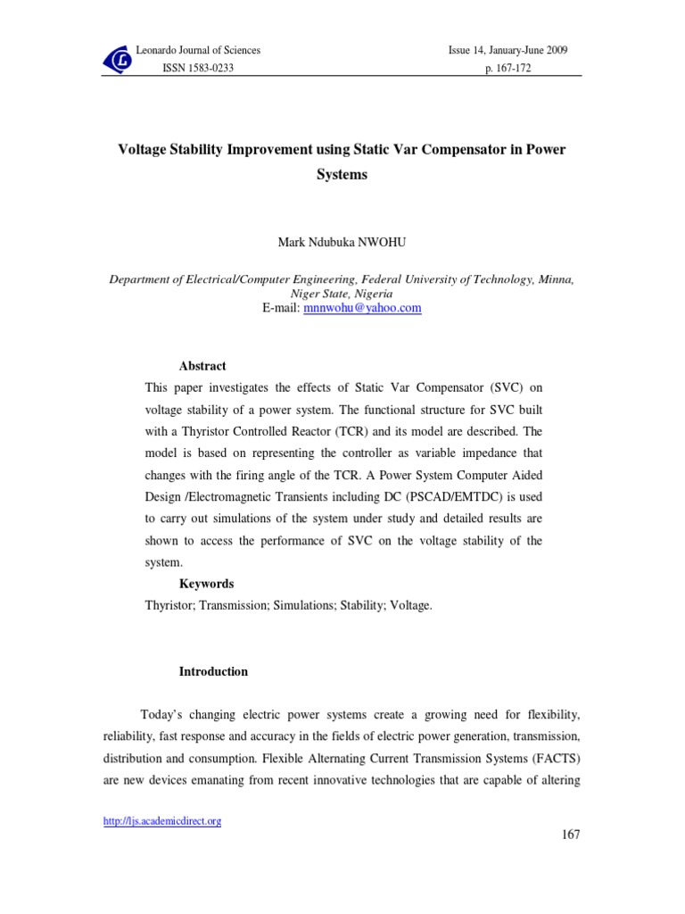 Voltage Stability Improvement Using Static Var Compensator in Power ...
