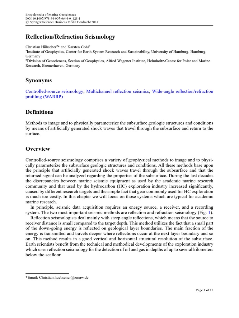 Reflection/Refraction Seismology: Synonyms | PDF