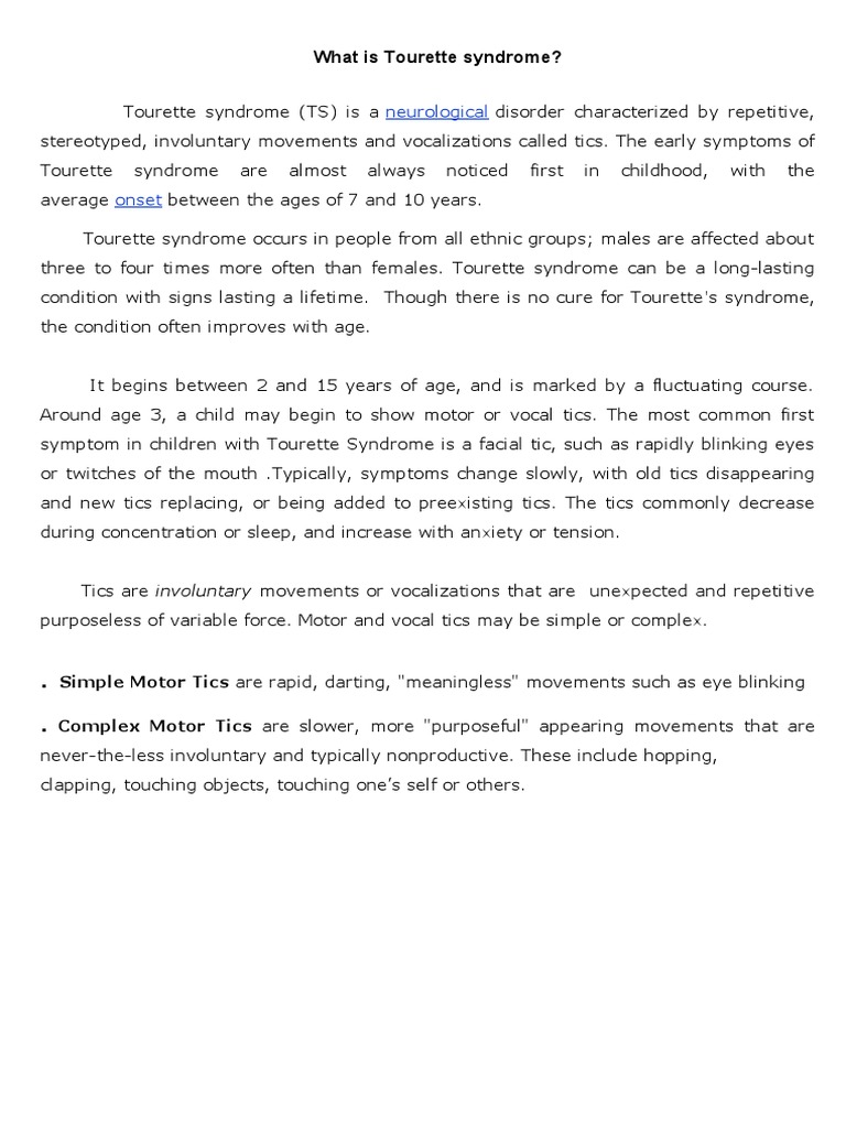 What Is Tourette Syndrome + SLI | PDF | Tourette Syndrome | Neurological Disorders