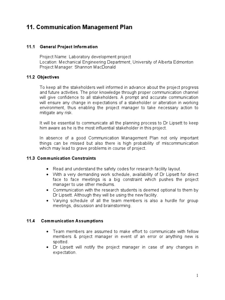 Communication Management Plan | PDF | Risk | Communication