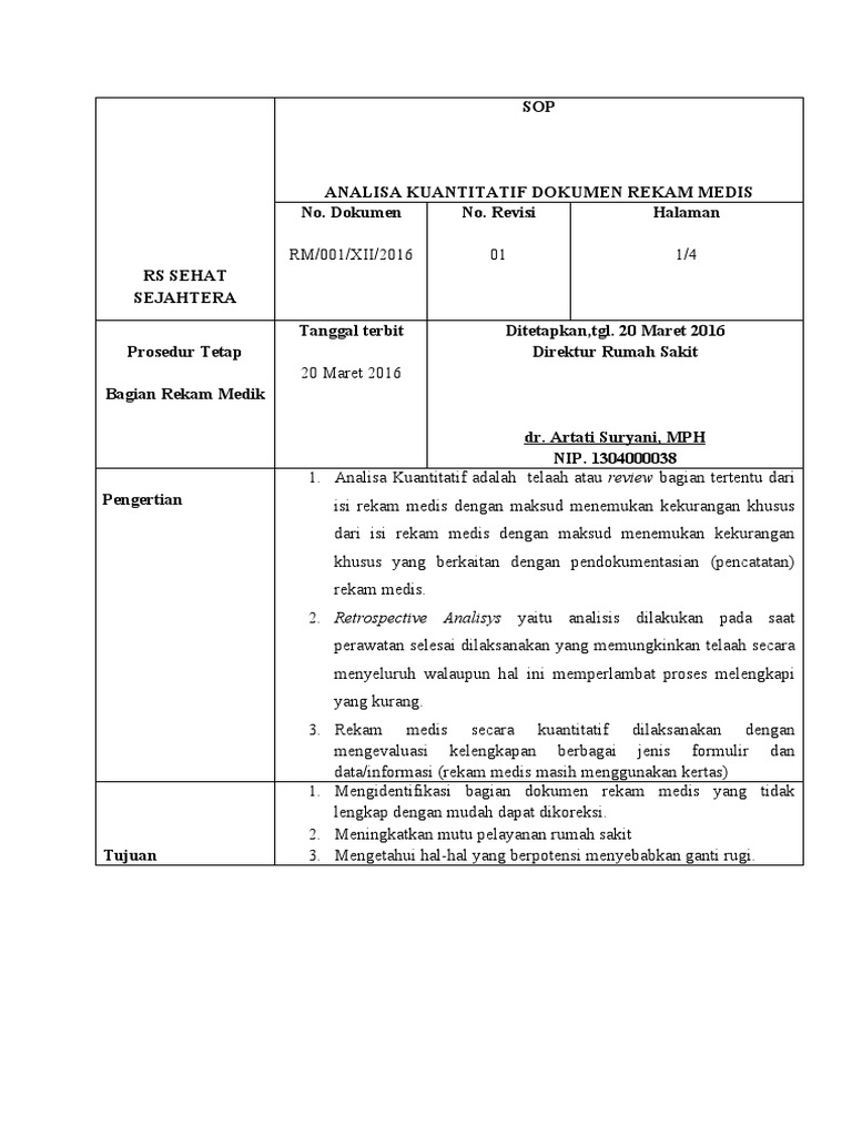 SOP Analisa Kuantitatif Dan Kualitatif | PDF