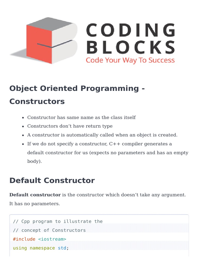 Object Oriented Programming - Constructors | PDF | Constructor (Object Oriented Programming ...