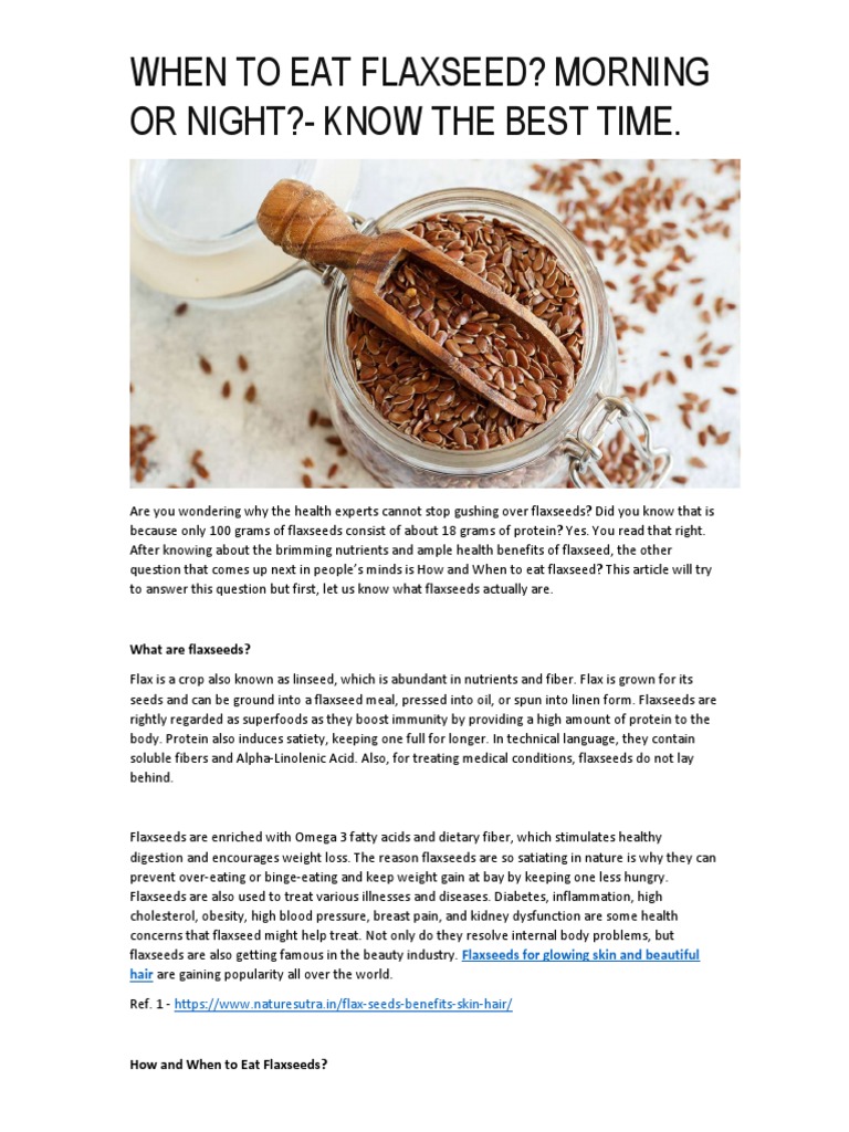 When To Eat Flaxseed | PDF | Flax | Food And Drink