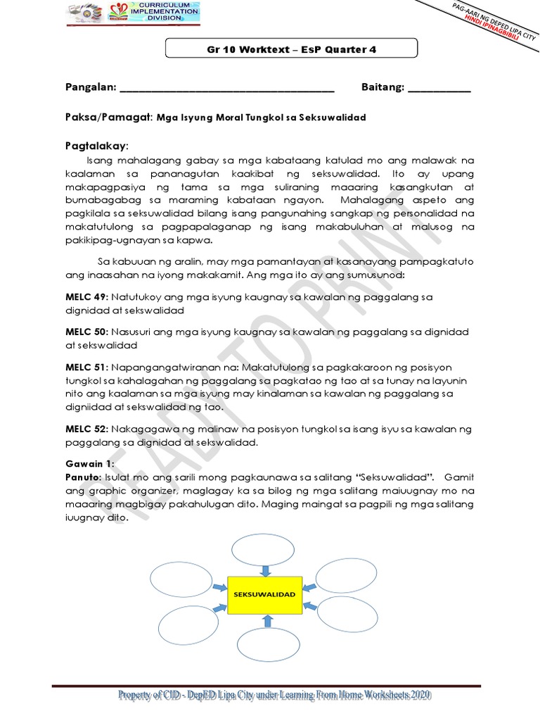 EsP 10 Q4 Worktext Week 1 | PDF