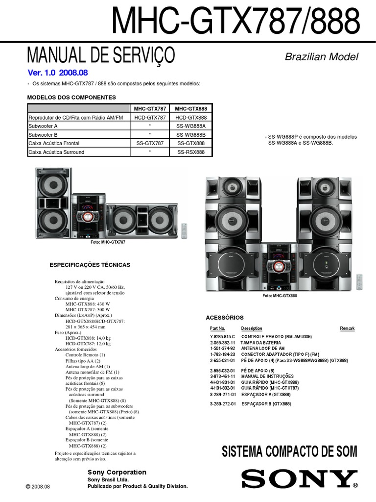 Sony+mhc gtx787 - MHC gtx888 | PDF | Laser | Circuitos eletrônicos