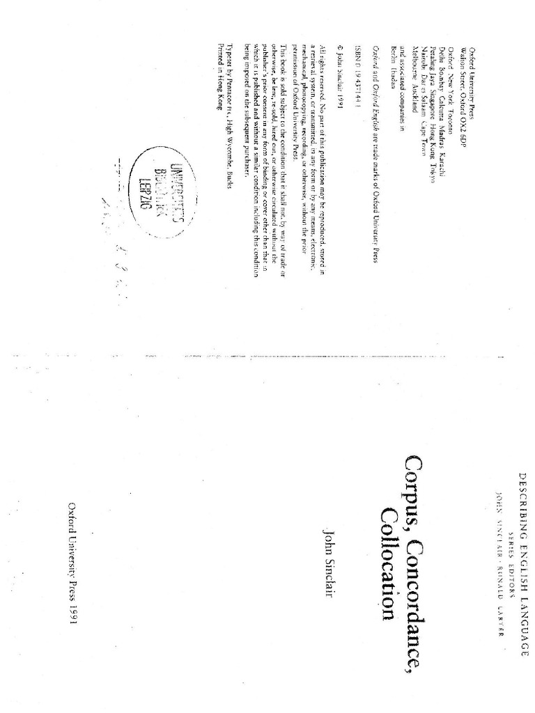 Corpus, Concordance, Collocation by John Sinclair | PDF