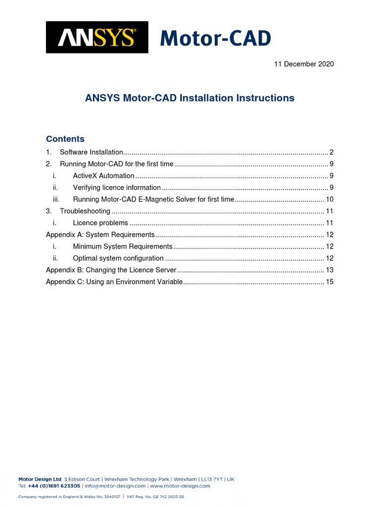 ANSYS Motor-CAD Installation Instructions | PDF | Windows Registry ...