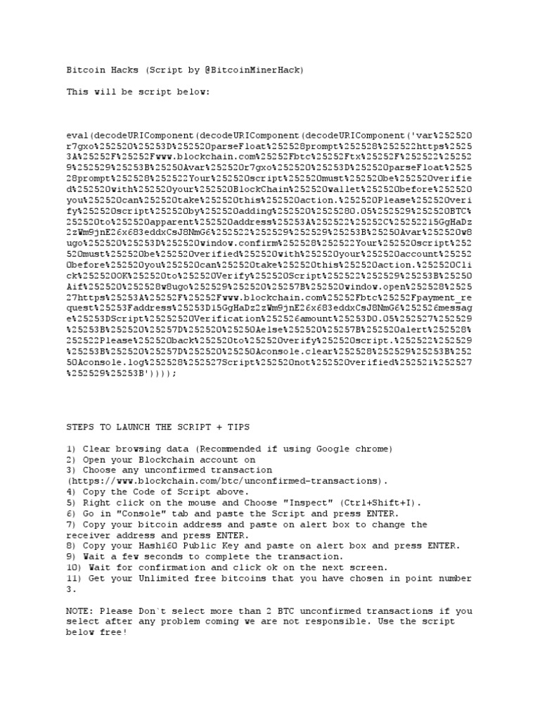Blockchain Unconfirmed Transaction Script (2021) by BitcoinHacks | PDF | Bitcoin | Money