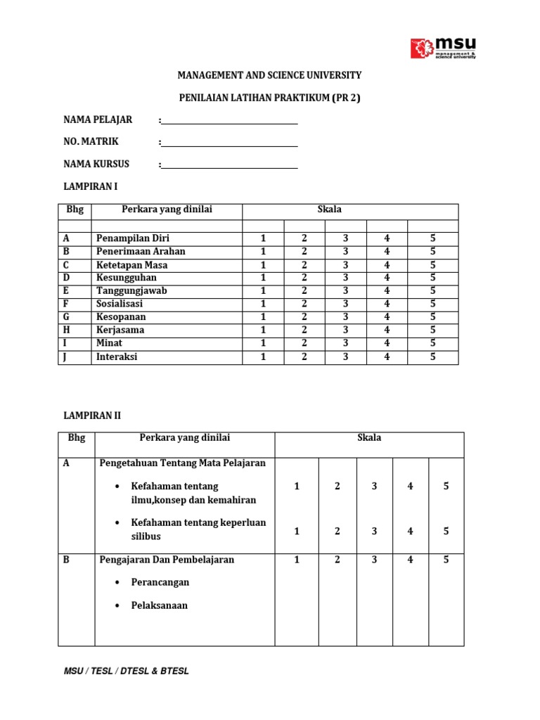 Msu / Tesl / Dtesl & Btesl | PDF