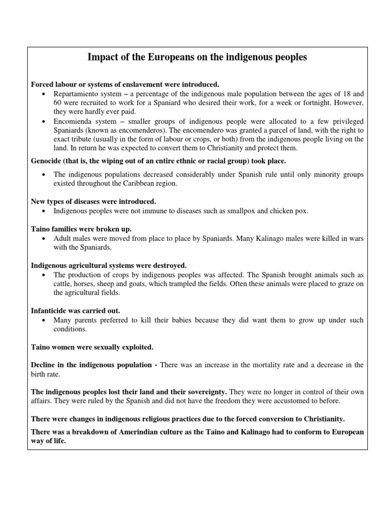 Impact of The Europeans On The Indigenous People | PDF
