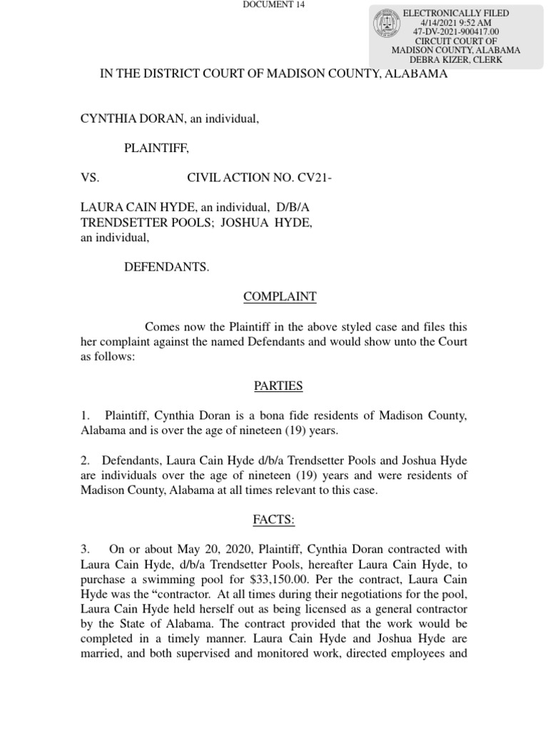 Doran Complaint | PDF | Misrepresentation | Negligence