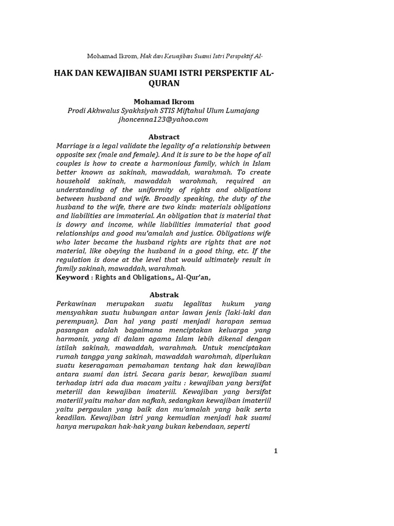 Hak Dan Kewajiban Suami Istri 4 | PDF