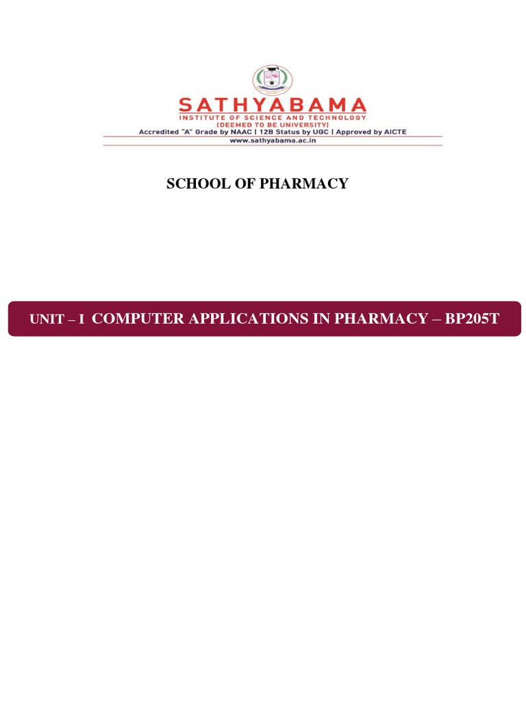 Computer Applications in Pharmacy - Bp205T | PDF | Databases ...