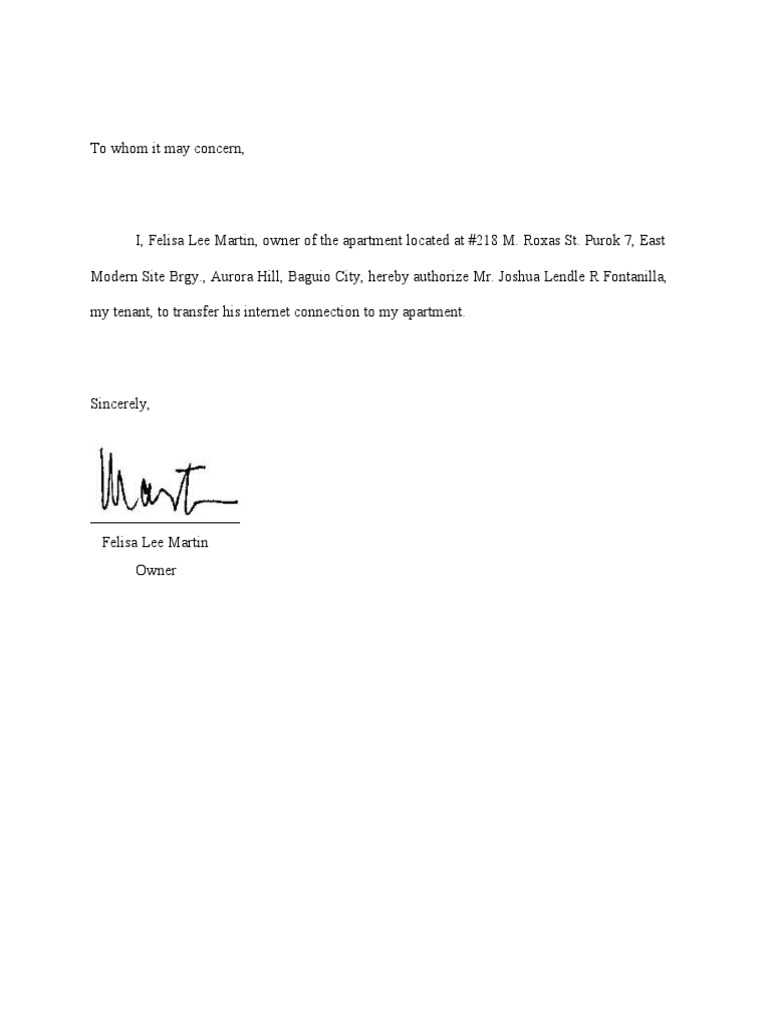 Authorization Letter For Internet | PDF