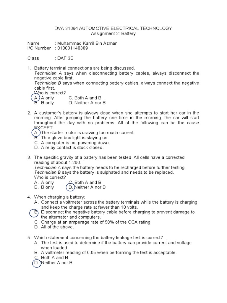 ANSWER | PDF | Battery Charger | Rechargeable Battery