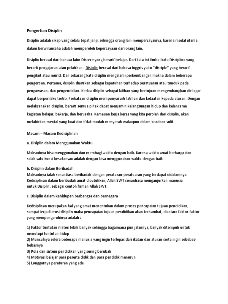 Pengertian dan Macam Disiplin | PDF