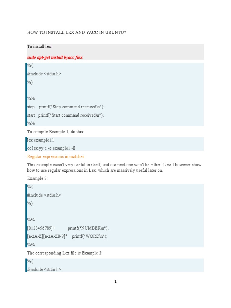 Sudo Apt-Get Install Byacc Flex: How To Install Lex and Yacc in Ubuntu? To Install Lex | PDF ...