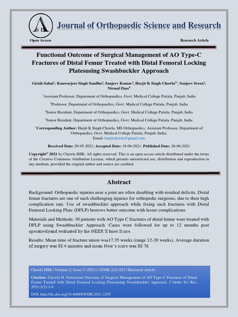 Journal of Orthopaedic Science and Research | PDF | Orthopedic Surgery ...
