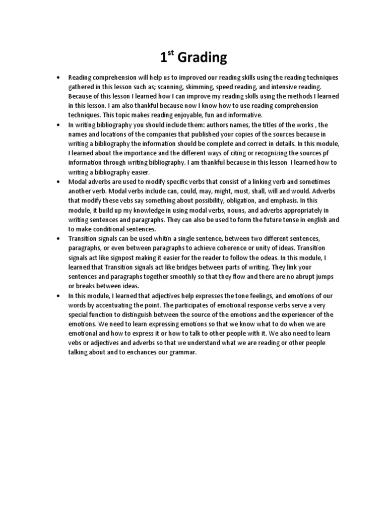 1st Quarter - English Reflection | PDF | Bias | Verb