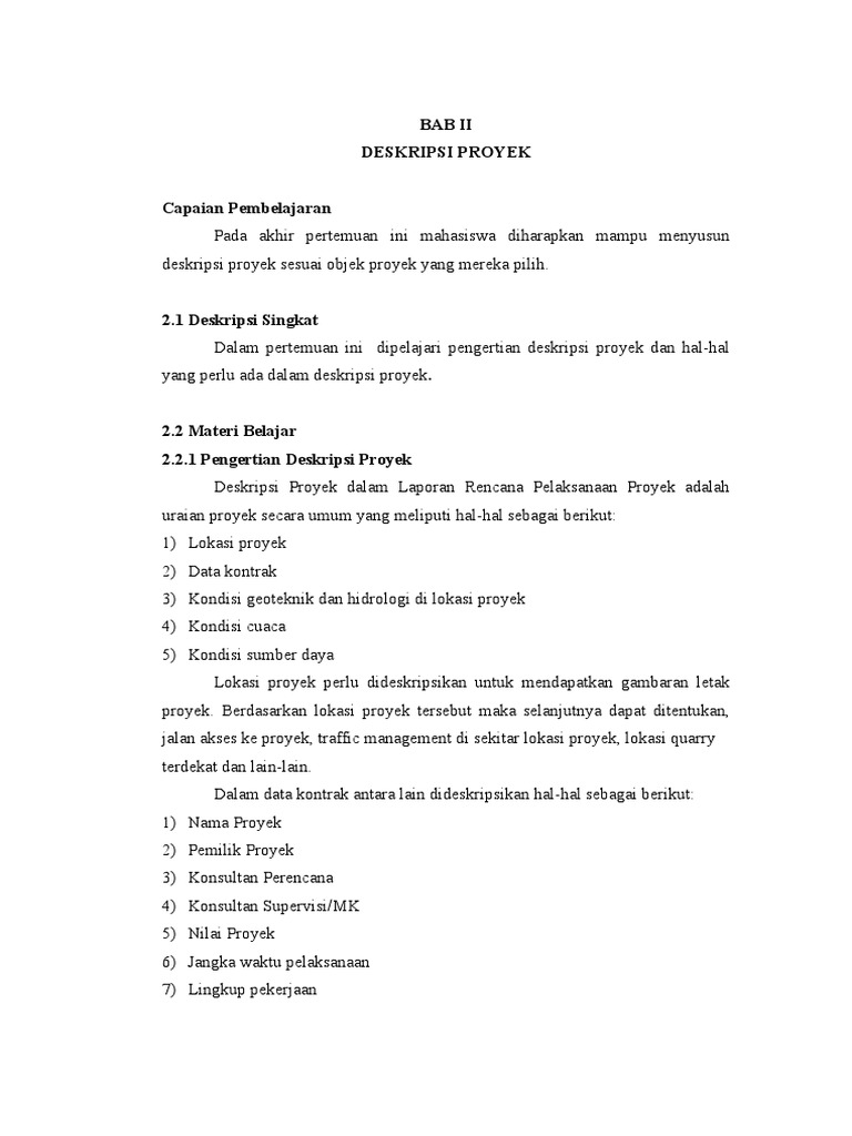 Modul Ajar RPP Bab II Deskripsi Proyek | PDF