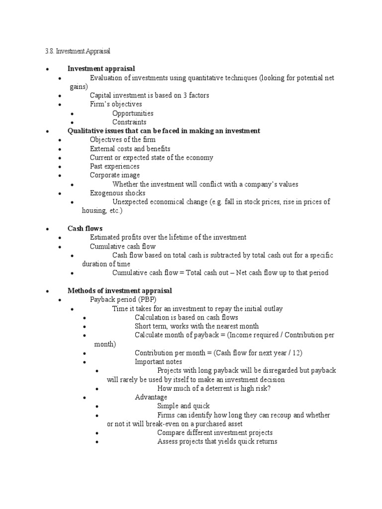 3 8 Investment Appraisal | PDF | Capital Budgeting | Net Present Value 3 8 Investment Appraisal | PDF | Capital Budgeting | Net Present Value