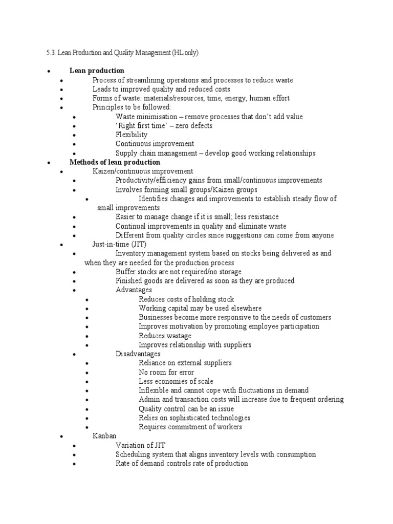 5.3. Lean Production and Quality Management (HL Only) | PDF | Lean ...
