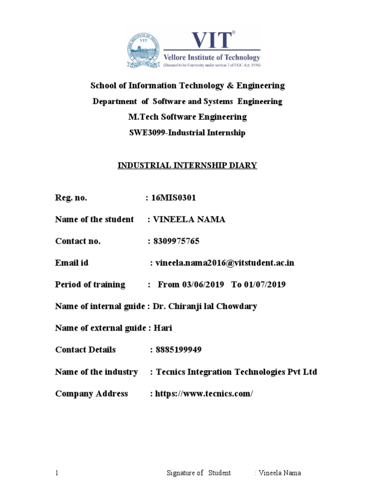 Industrial Internship Diary | PDF | Information Technology | Databases