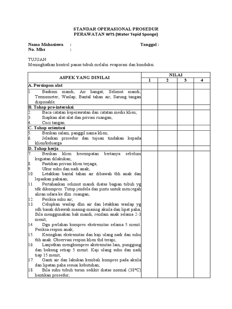 SOP WTS Water Tepid Sponge | PDF