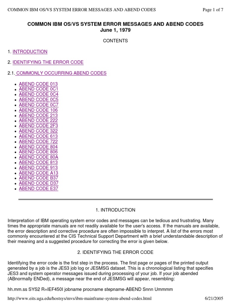 OS Vs Abend Codes | PDF | Computing | Software Engineering