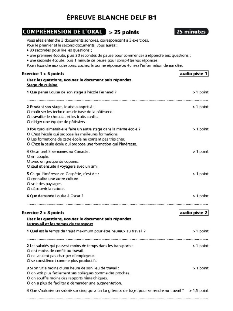 Delf B1 Épreuve | PDF
