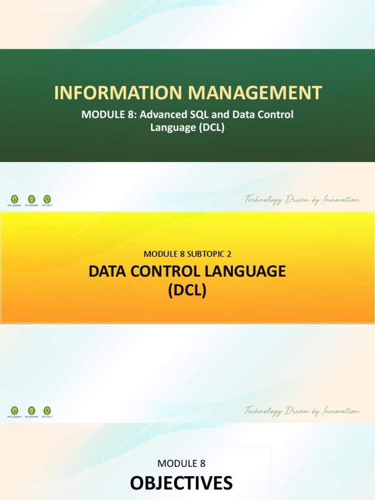 (M8S2-POWERPOINT) - Data Control Language (DCL) | PDF | Databases | Data Model