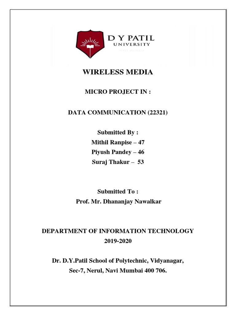 Dco Micro Project On Wireless Media | PDF | Wireless | Wireless Network