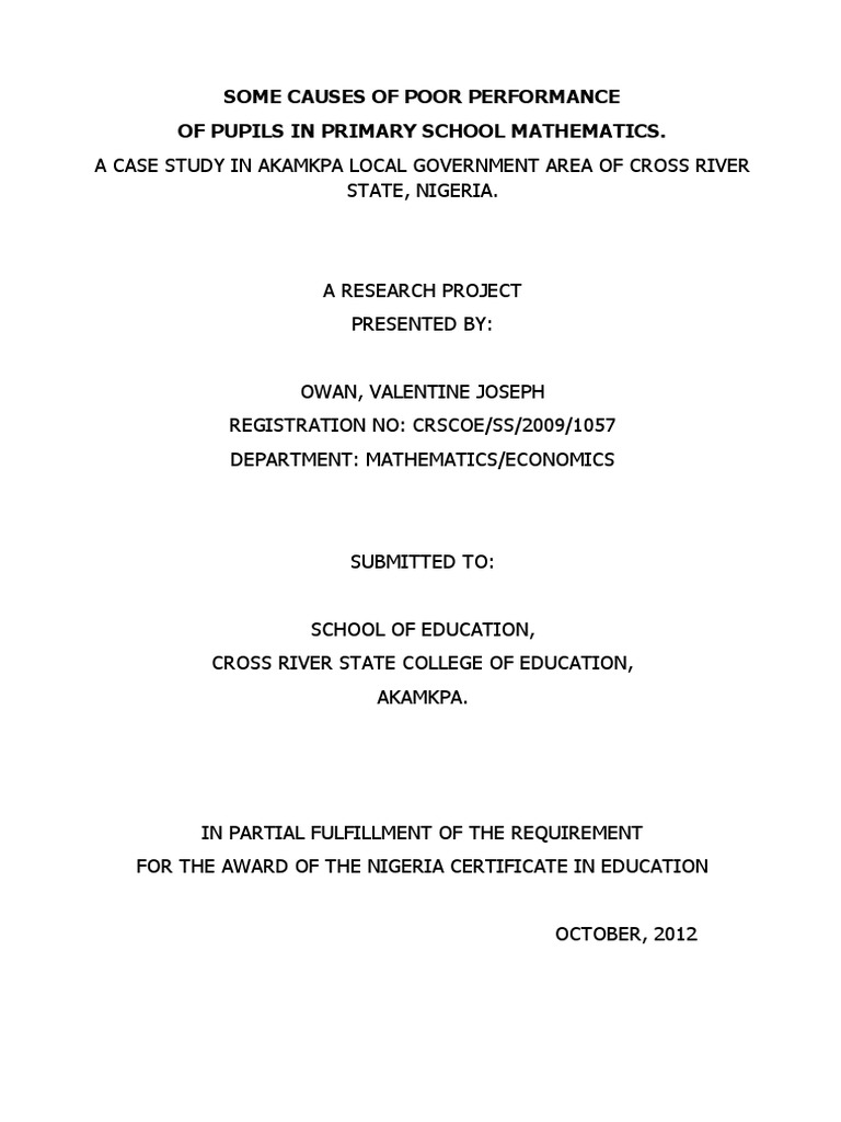 Causes of Poor Primary Math Performance | PDF | Socioeconomic Status ...