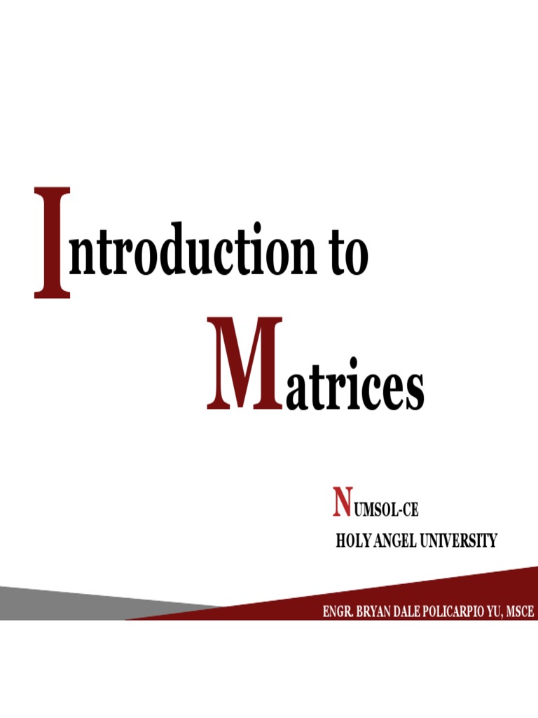 Topic 1 - Introduction To Matrices | PDF | Matrix (Mathematics) | Determinant
