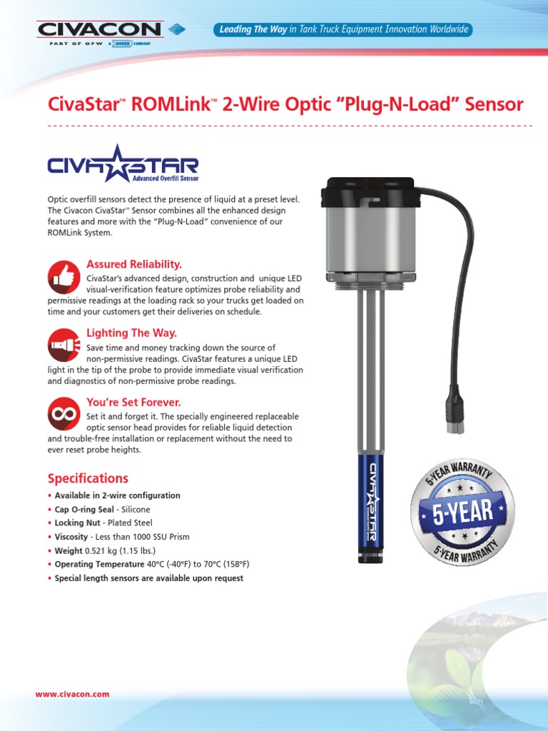 Civastar Romlink 2-Wire Optic "Plug-N-Load" Sensor: Assured Reliability | PDF | Technology ...