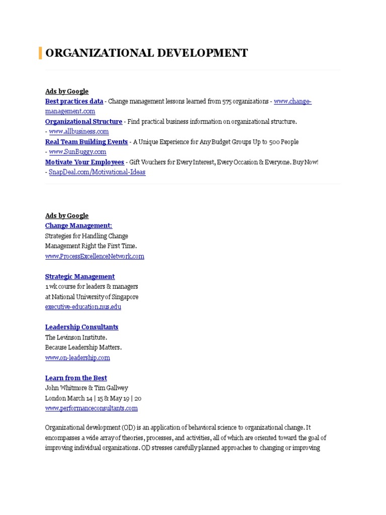 Organizational Development | PDF | Organization Development ...
