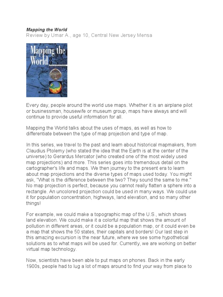 Review by Umar A., Age 10, Central New Jersey Mensa: Mapping The World ...