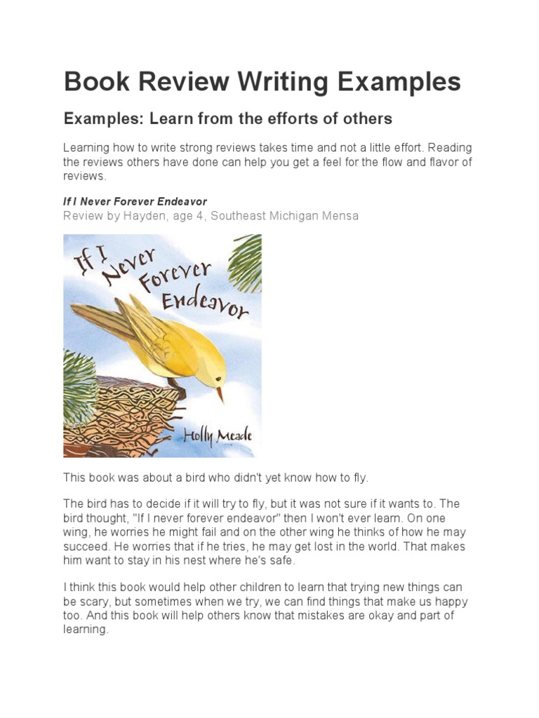 Book Review Writing Examples | PDF