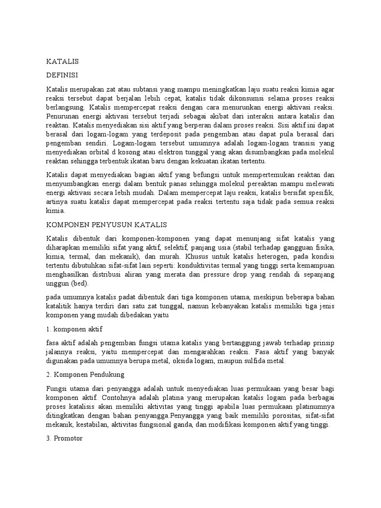 Definisi dan Komponen Katalis Kimia | PDF