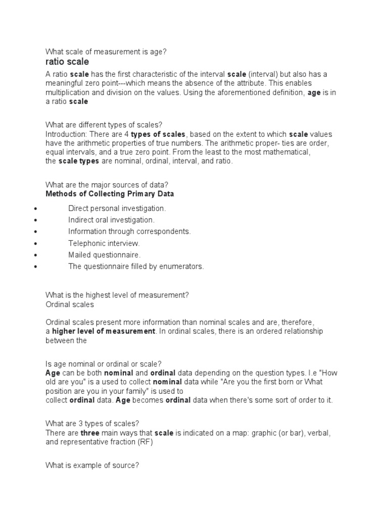 Age as a Ratio Scale of Measurement | PDF