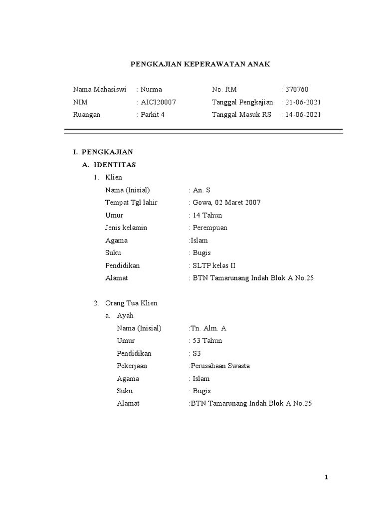 Pengkajian Keperawatan Anak | PDF | Kesehatan Holistik