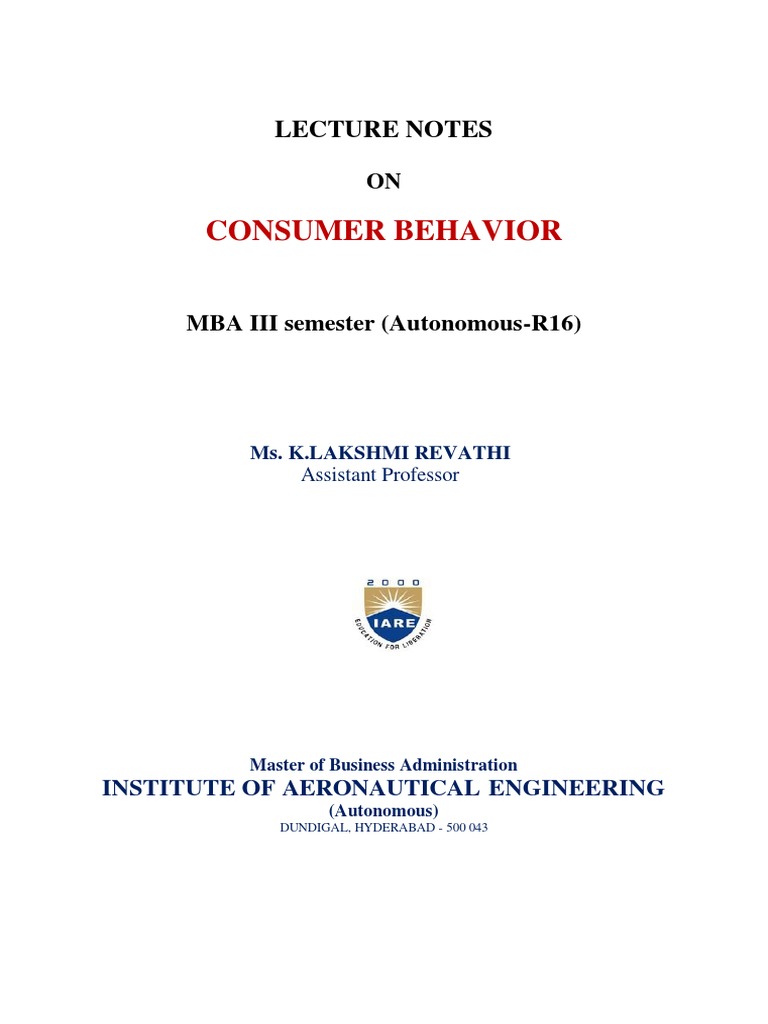 Consumer Behaviour Notes | PDF | Market Segmentation | Consumer Behaviour