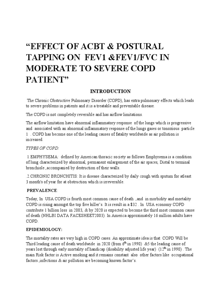 Acbt& Tapping | PDF | Chronic Obstructive Pulmonary Disease | Lung