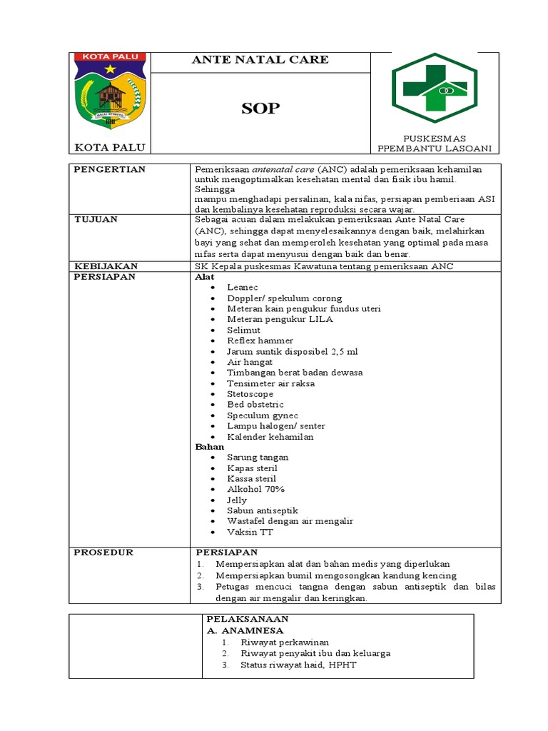 Sop Anc | PDF | Kesehatan Holistik