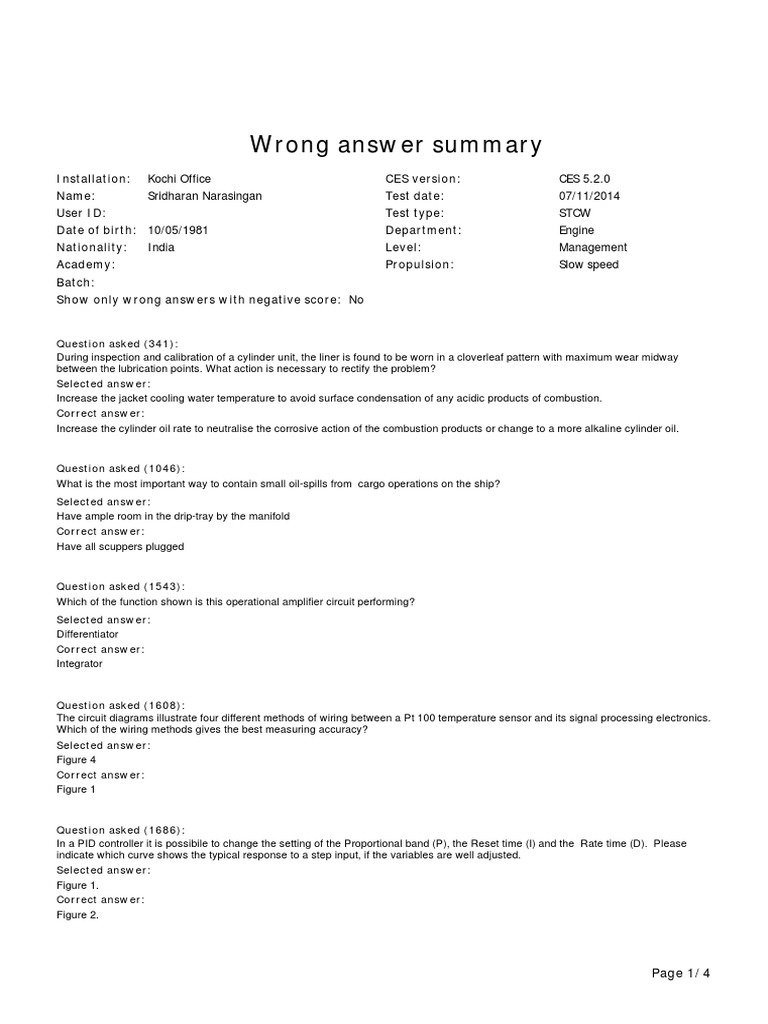 CES Wrong Answer Summary 1e18da38 A505 48c1 b100 8cddd2b264e7 | PDF ...