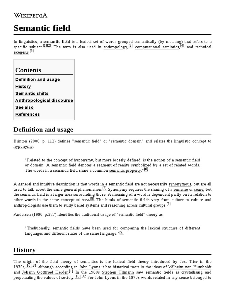 Semantic Field: Definition and Usage History Semantic Shifts ...