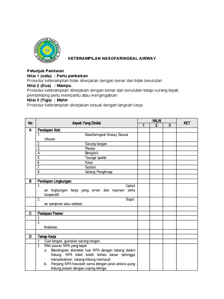 Keterampilan Pemasangan Npa | PDF