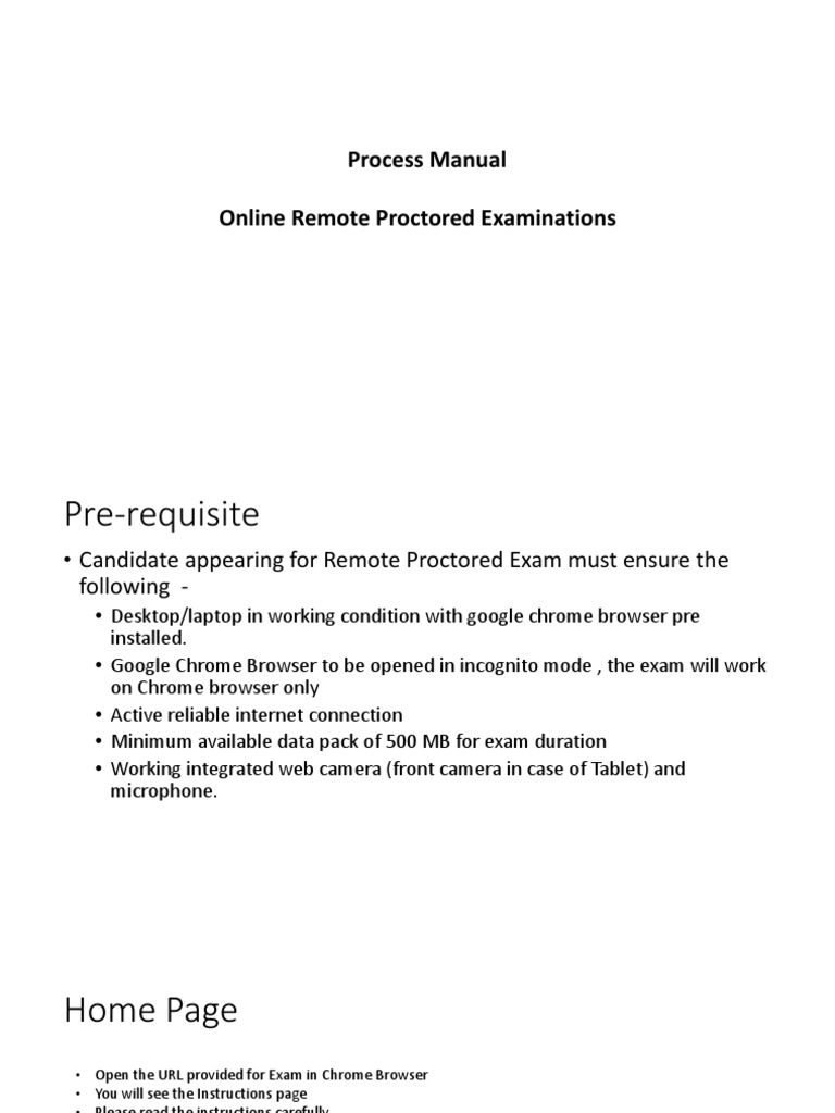 Process Manual Online Remote Proctored Examinations | PDF | Information ...