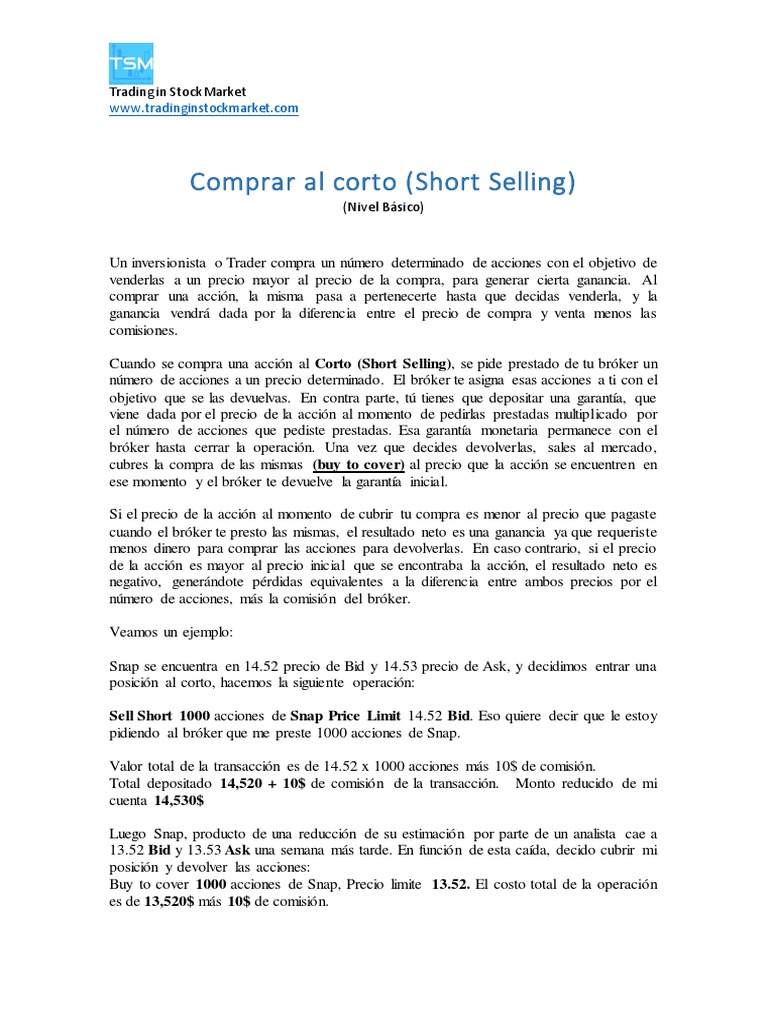 Short Selling | PDF | Compartir (Finanzas) | Comerciante (Finanzas)