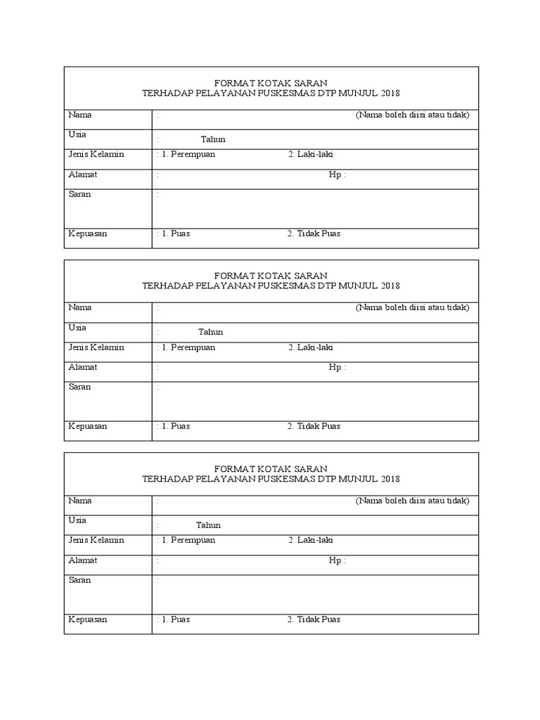 Format Kotak Saran | PDF